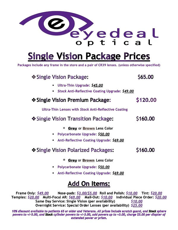 Pricing & Insurance | eyedeal optical